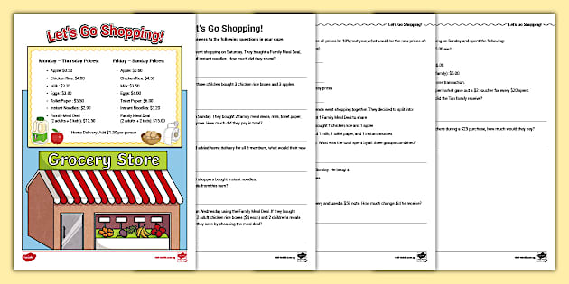 Supermarket Shopping with Singapore Money (teacher made)