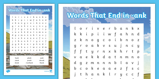 Words That End in -Ank Word Search (teacher made) - Twinkl