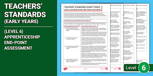 Teachers' Standards (Early Years) (Level 6) Apprenticeship End-Point ...