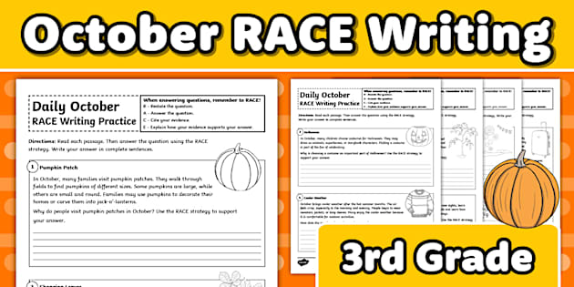 Third Grade October RACE Writing Morning Work