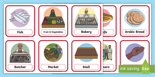 UAE Market Stall Role Play Vocab Cards - Twinkl