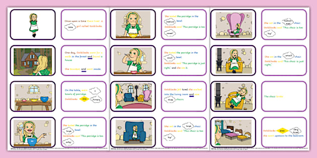 Goldilocks and the Three Bears Colourful Semantics Cards.