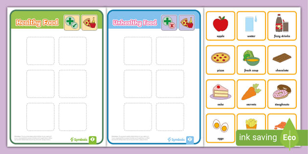 Twinkl Symbols: Healthy and Unhealthy Food Sorting Activity