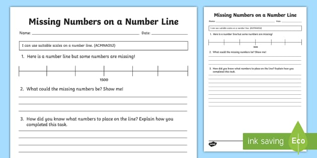 Year 3 Missing Numbers On A Number Line Open Ended Worksheet Worksheet