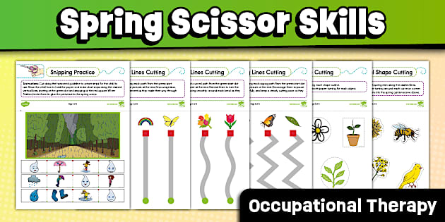 Spring-Themed Scissor Skills Worksheets for OT