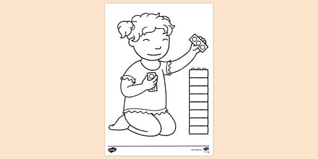 FREE! - Toddler Girl Playing Colouring Sheet | Colouring Sheets
