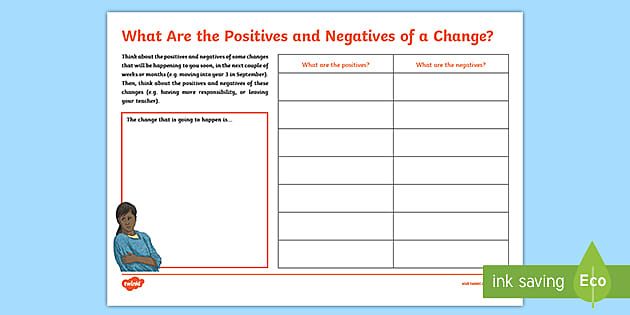 What Are the Positives and Negatives of a Change? Worksheet