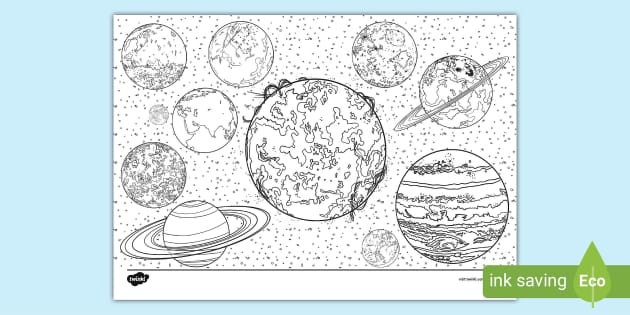 Planets Doodle Colouring Page (teacher made) - Twinkl