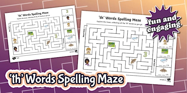 'th' Words Spelling Maze Activity Sheets