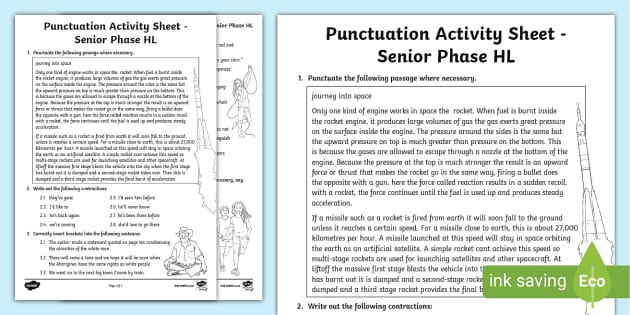 Senior Phase Punctuation Activity Sheet (teacher made)