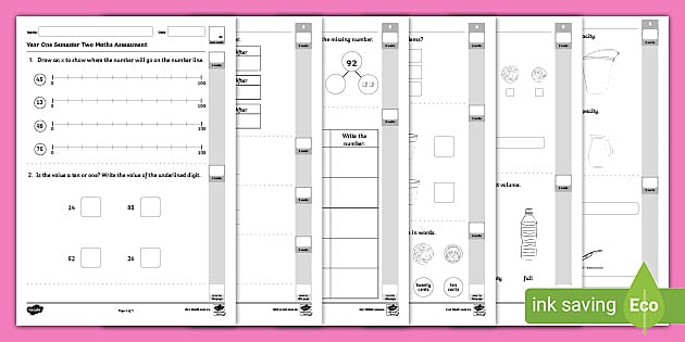 Year 1 Semester 2 Maths Assessment (teacher made) - Twinkl