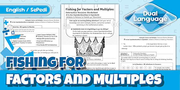 Fishing for Factors and Multiples: Interactive Revision Worksheet- Sepedi