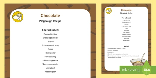 Chocolate Playdough Recipe (teacher made)