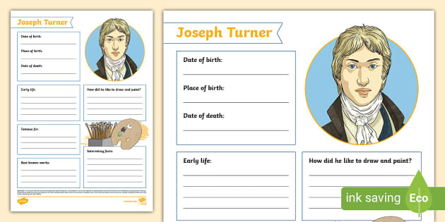* NEW * Joseph Turner Fact File Template - Twinkl