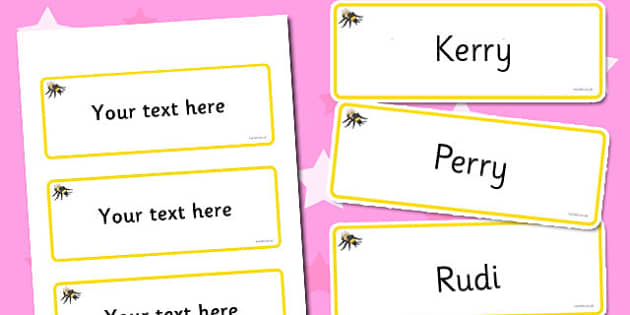 FREE! - Bumble Bee Themed Editable Drawer, Peg, Name Labels Blank - label