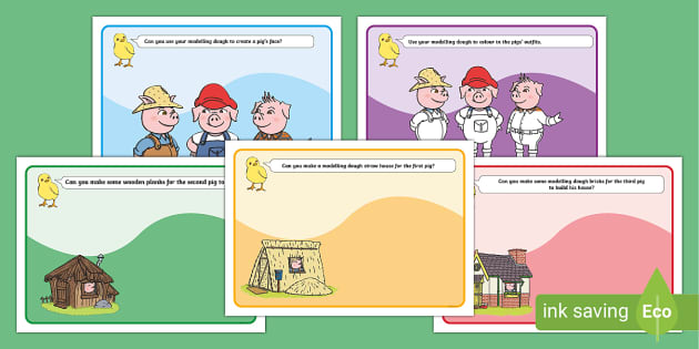 The Three Little Pigs Playdough Mat (teacher made) - Twinkl