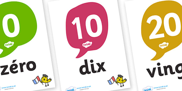 French Numbers 0-20 Posters - MFL, French, Modern Foreign