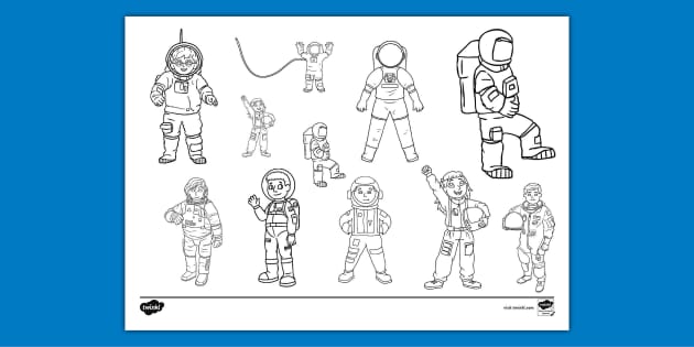 Astronaut Doodle Colouring Page (teacher made) - Twinkl
