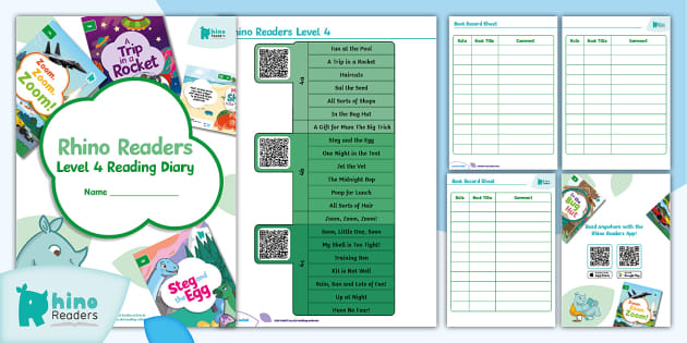 Level 4 Rhino Readers Reading Diary (teacher made) - Twinkl