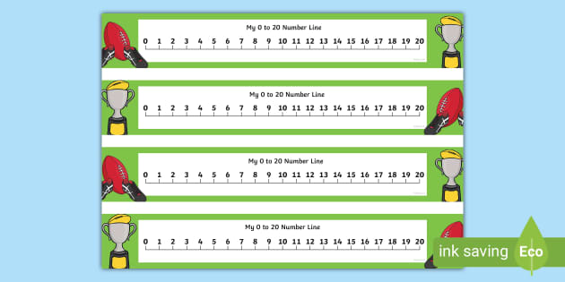 Footy Number Line 0-20 (l'enseignant a fait) - Twinkl