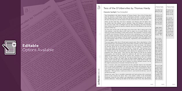 Tess of the D'Urbervilles Revision: Character Spotlight Tess Durbeyfield