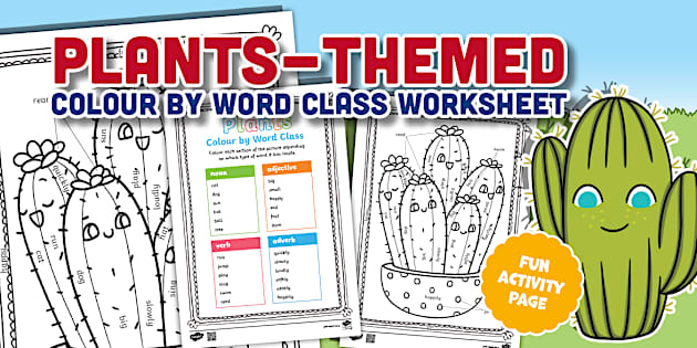 Plants-Themed Colour by Word Class Worksheet
