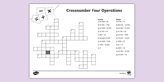 Cross number puzzle store
