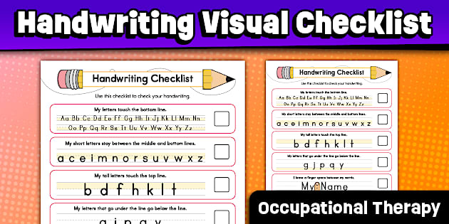 Handwriting Visual Checklist for Occupational Therapy (Letter Formation ...