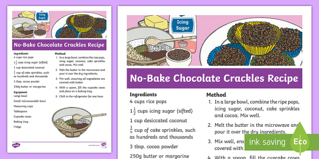 Chocolate Crackles Recipe (teacher made) - Twinkl