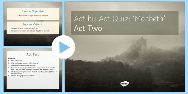 GCSE Macbeth Plot Revision Quiz Act II PowerPoint - Twinkl