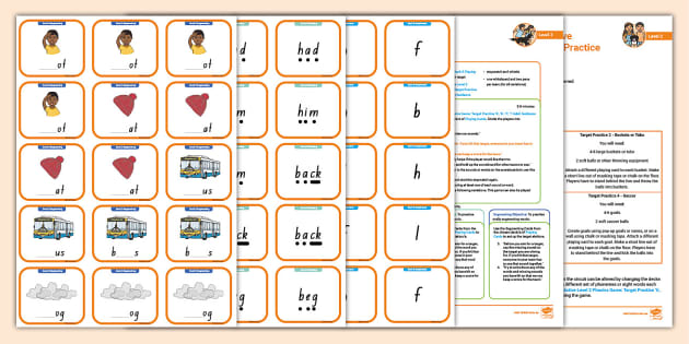 Physically Active Level 2 Phonics Game: Target Practice 'h', 'b', 'f', 'l'