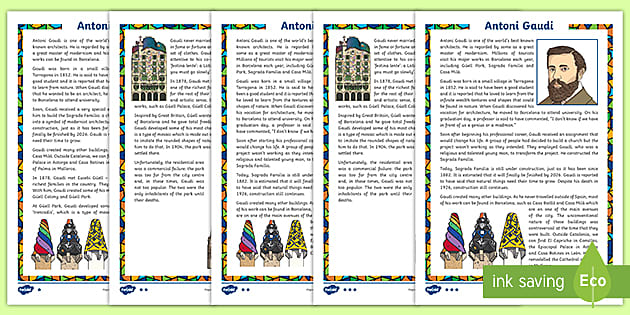 Gaudi Differentiated Reading Comprehension (teacher made)