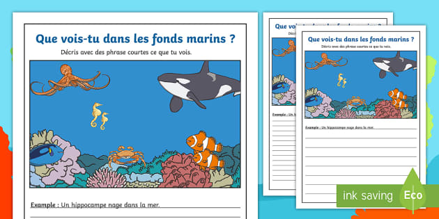 Décrire une image : Les fonds marins (nauczyciel wykonał)