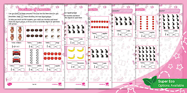 Mental Maths Fractions Worksheets (teacher made) - Twinkl