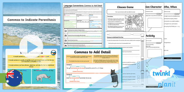 Year 5 Language Conventions Commas to Add Detail Lesson