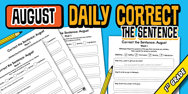 First Grade August Grammar Practice (teacher made) - Twinkl