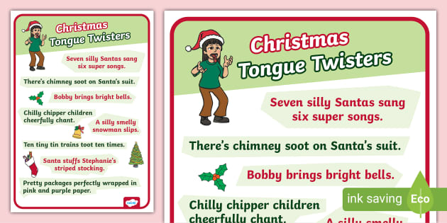 Christmas Tongue Twisters Poster (teacher made) - Twinkl