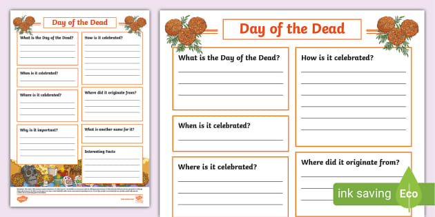 Day of the Dead Fact File Template, Dia de los Muertos