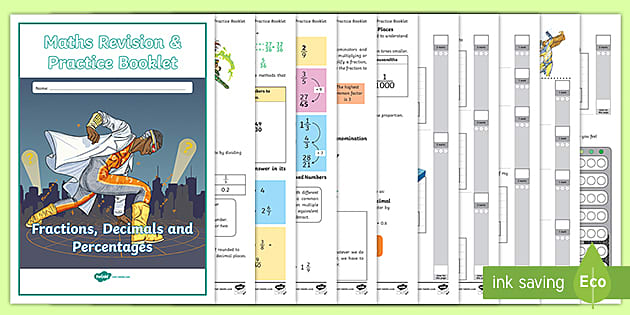 KS2 Maths SATs workbook: Fractions, Decimals, Percentages.