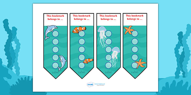 FREE! - Under The Sea Sticker Reward Bookmarks (15mm)