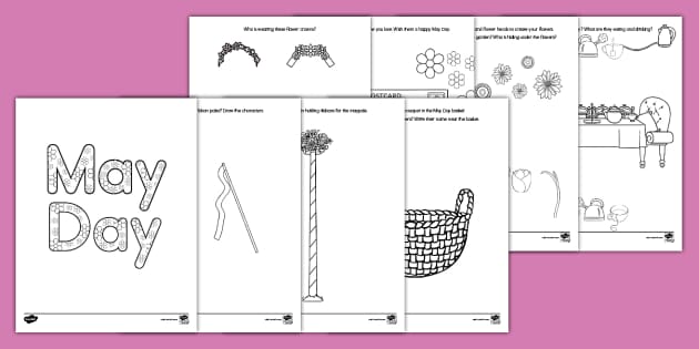 May Day Open-ended Coloring Book - Twinkl