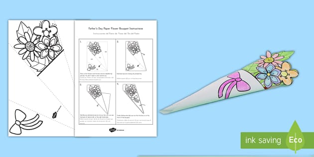 Father's Day Paper Flower Bouquet Coloring Activity English/Spanish