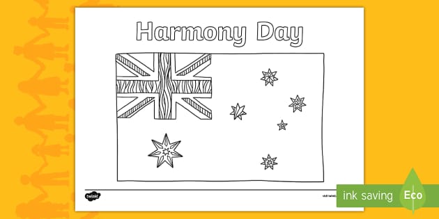 Harmony Day Australian Flag Mindfulness Colouring Page - Harmony Day