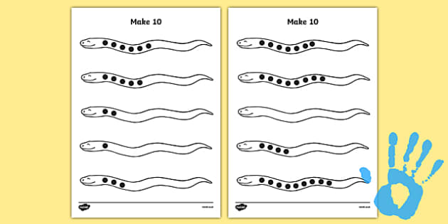Snake Fingerprint How Many More To Make 10 Worksheet Worksheet Pack snake-fingerprint-how-many-more-to-make-10-worksheet-worksheet-pack