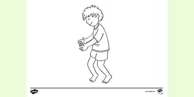 Child In Catching Position Colouring Sheet