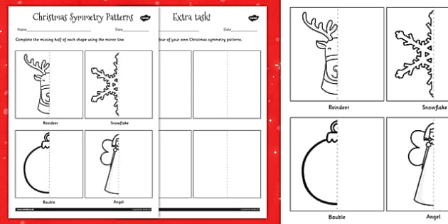 Christmas Symmetry Worksheet (teacher made)
