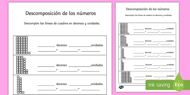 Ficha De Actividad Descomposición De Números Twinkl