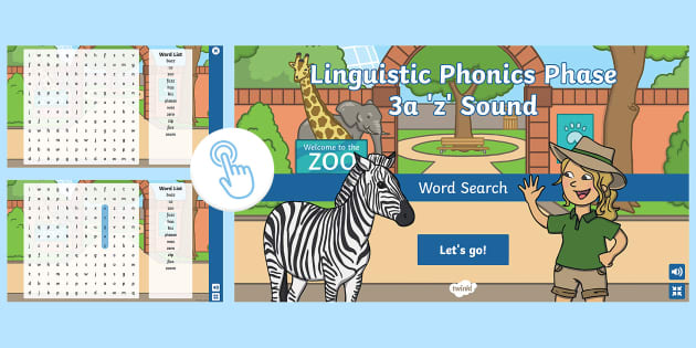 FREE! - Linguistic Phonics Phase 3a 'z' Sound Interactive Word Search