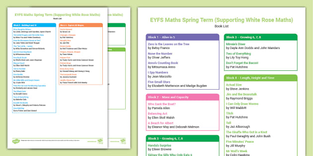 EYFS Maths Spring Term Book List Supporting White Rose Maths