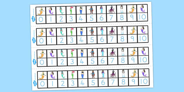 The Little Mermaid Number Track 0-10 (teacher made) - Twinkl